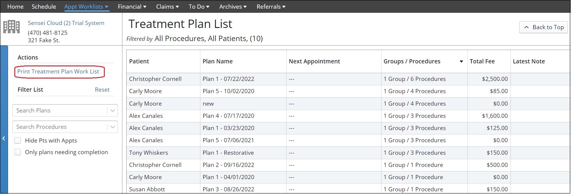 How to Access the Location Treatment Plan List – Carestream Dental