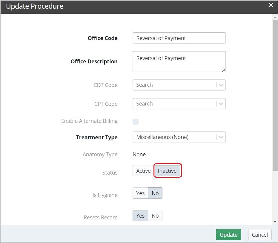 How to Mark a Procedure as Inactive – Carestream Dental