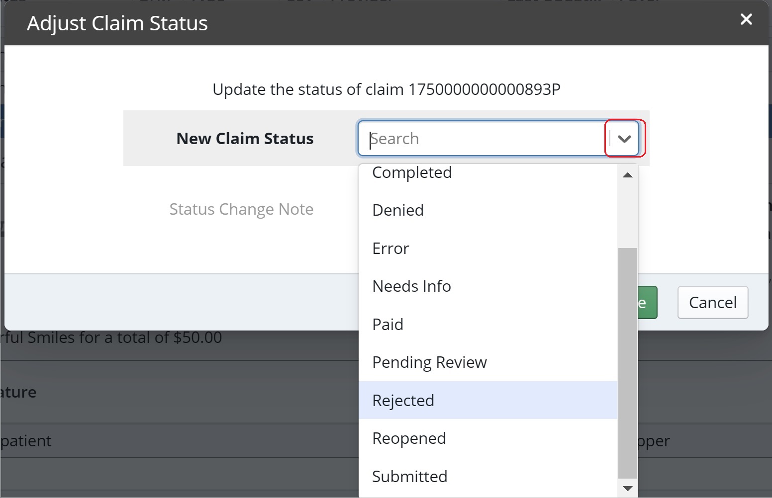 How to Update the Status of a Claim – Carestream Dental